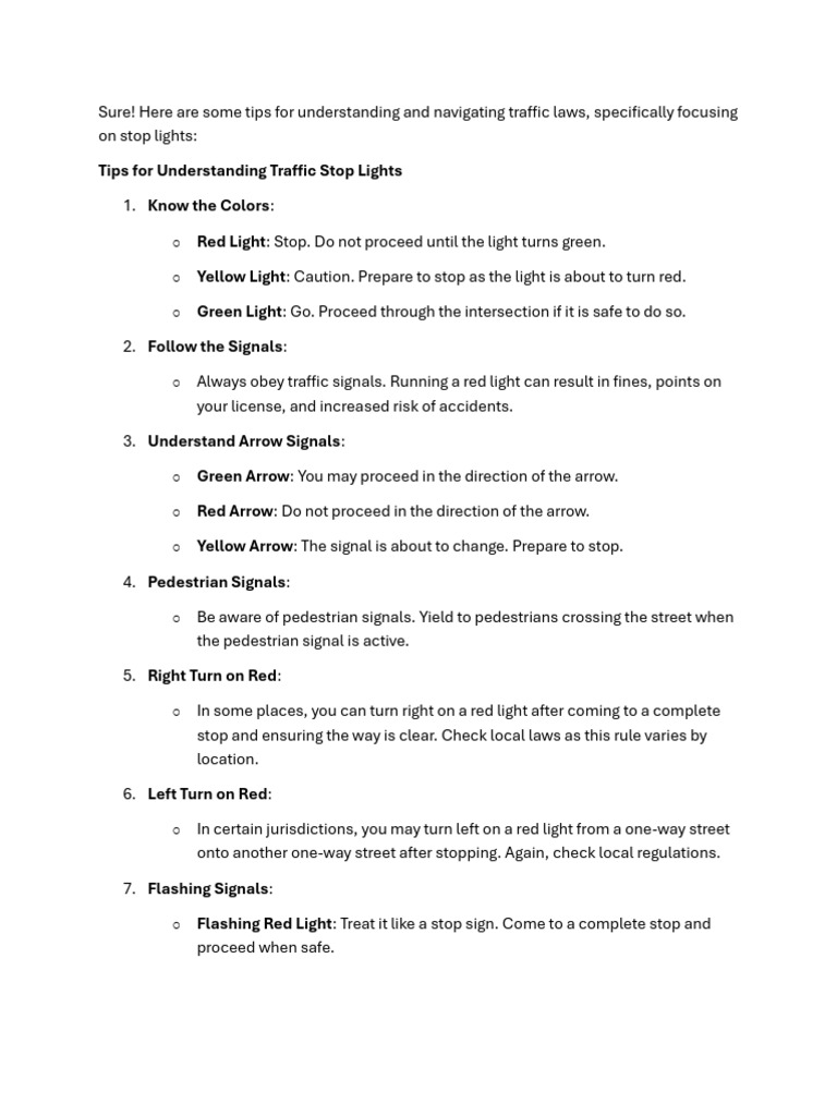 Stop Light Tips | PDF | Law