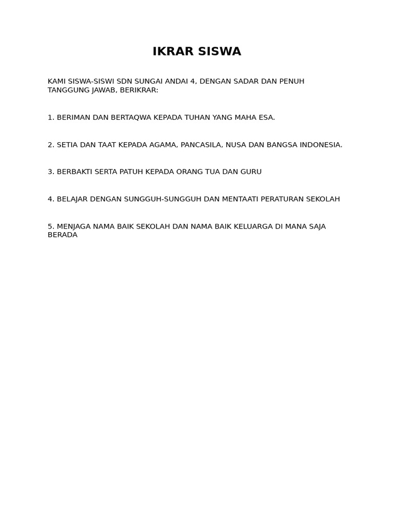 Ikrar Siswa | PDF