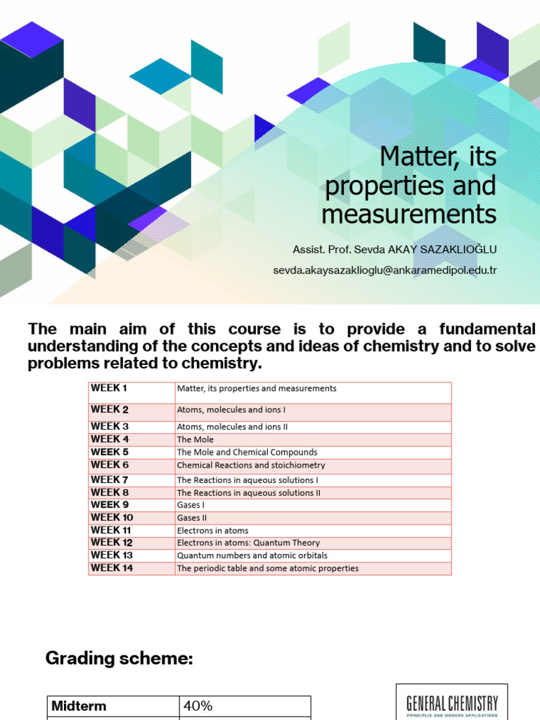 Matter, Its Properties and Measurements - First Part of The Second Week ...