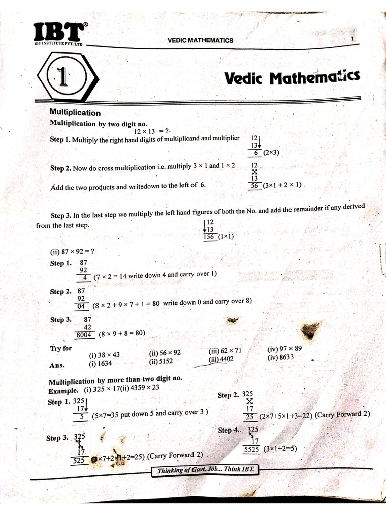 Vedic Mathematics | PDF