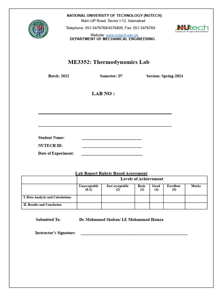 Title of Thermo Lab | PDF