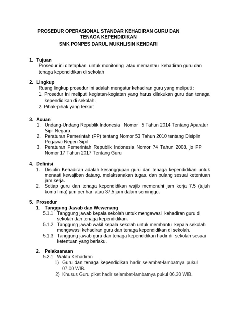 Sop Guru Tendik Asli | PDF