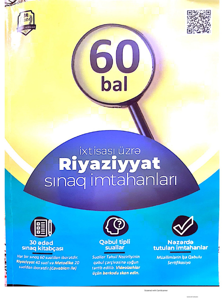 Riyaziyyat Ixtisası Üzrə 60 Bal Kitabı MHM Tədris Mərkəzi | PDF