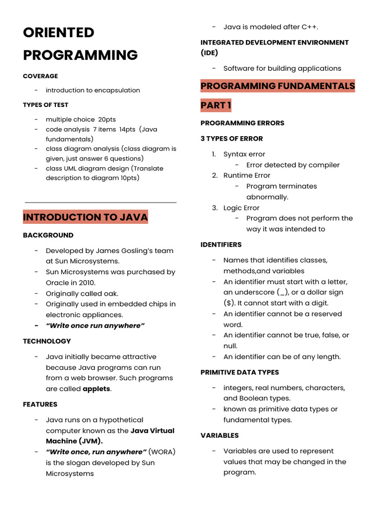 Object Oriented Programming Pdf Class Computer Programming Method Computer Programming 