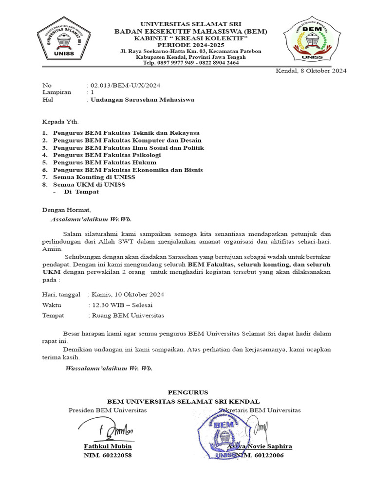 Contoh Undangan BEM | PDF