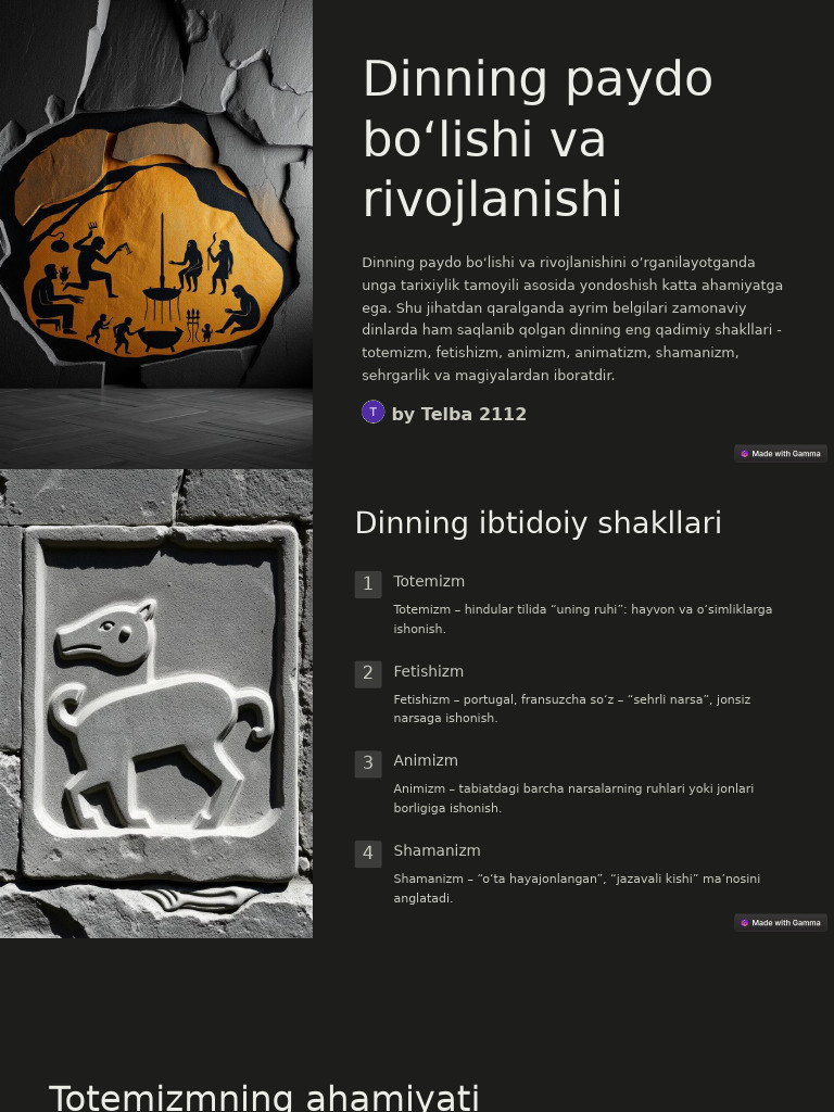 Dinning Paydo Bolishi Va Rivojlanishi | PDF