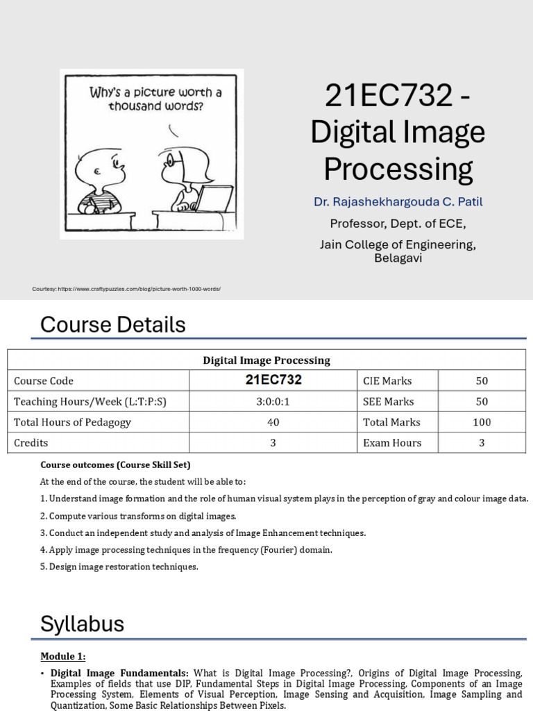 21EC722 - Digital Image Processing M1 | PDF | Integrated Circuit ...