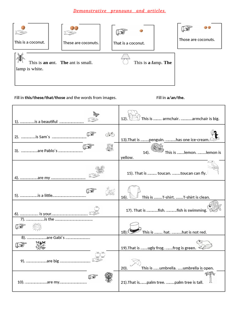 Demonstrative Pronouns and Articles - 5843 | PDF