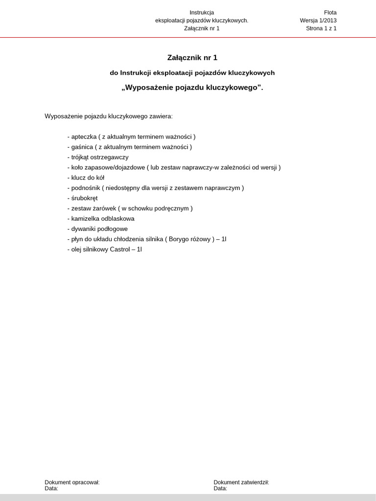 Zal. 2 Do Instrukcji Eksploatacji Pojazdów Kluczykowych | PDF