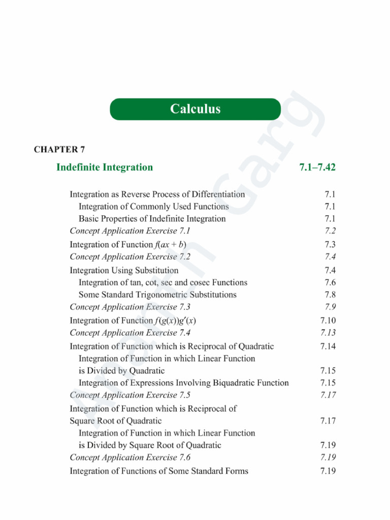 7. Indefinite Integration Chapter | PDF
