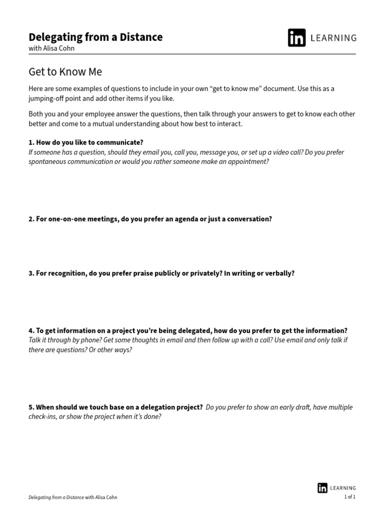 Get to Know Me | PDF