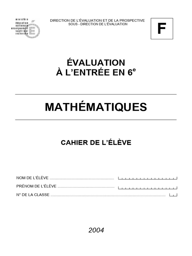 0405 6eme Eleve Maths | PDF
