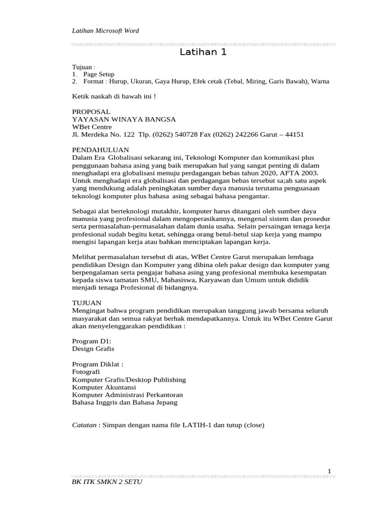 Latihan X ITK Worrd | PDF