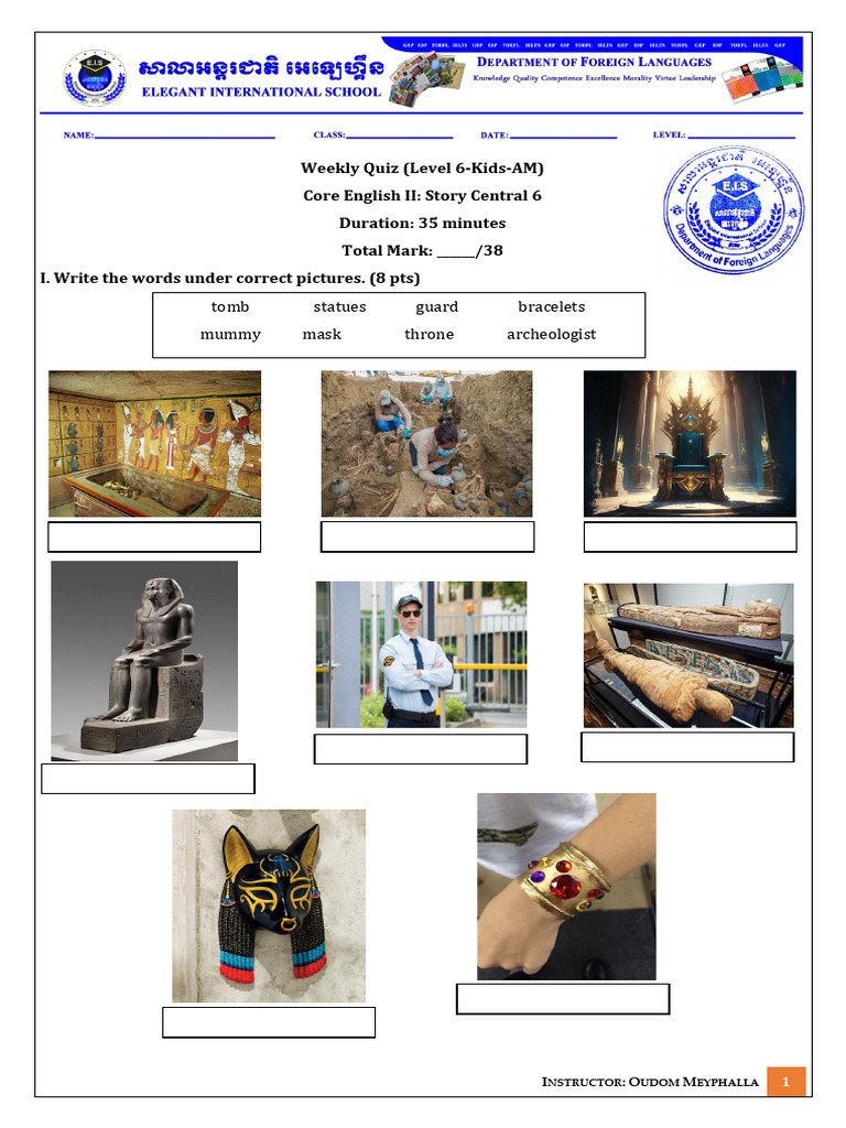Weekly Quiz-Lv6-Kids-Ch1-A | PDF