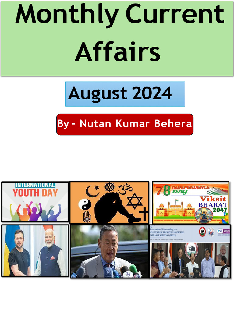 August Month's 2024 Current Affairs | PDF