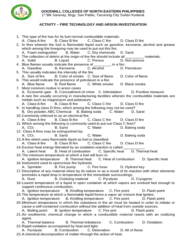 ACTIVITY - Fire Protection and Arson Investigation | PDF