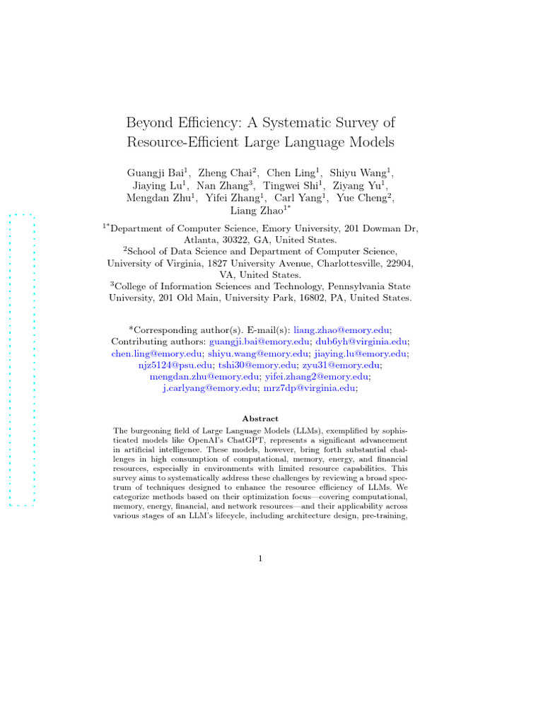 Beyond Efficiency A Systematic Survey of Resource-Efficient Large ...