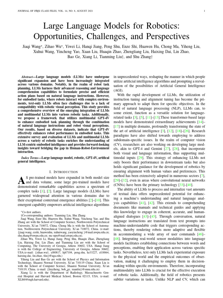Large Language Models For Robotics Opportunities, Challenges, and ...