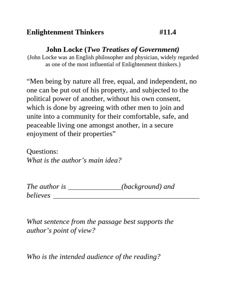 #11.4 - Enlightenment Thinkers | PDF