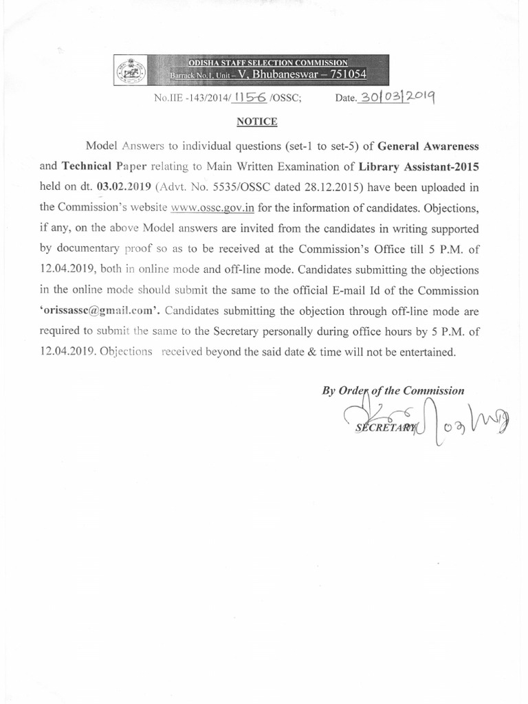 Lib Asst - 15-Model Ans Key | PDF