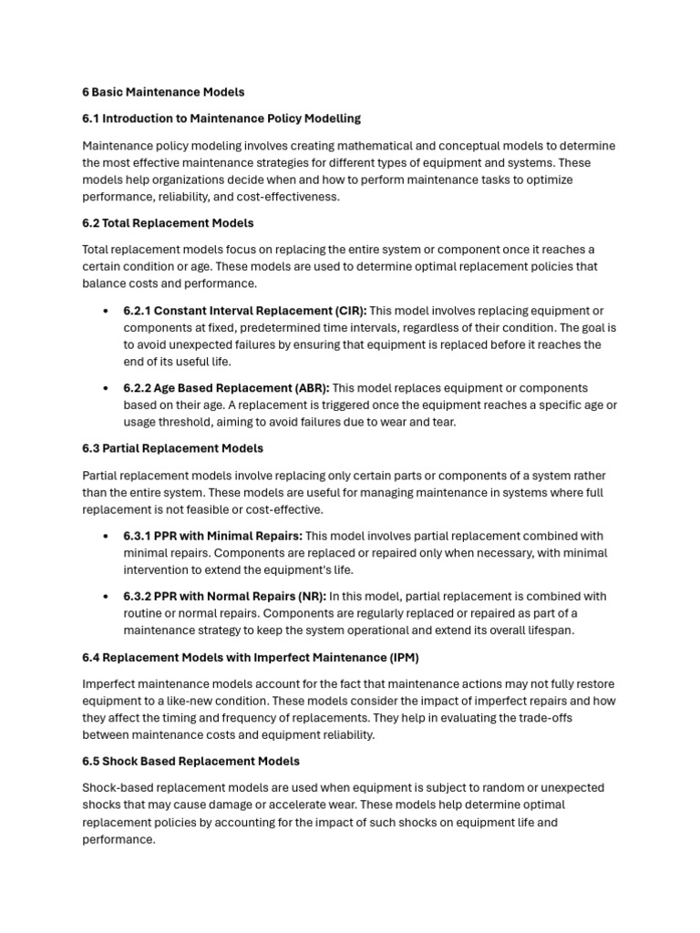 6 Basic Maintenance Models | PDF | Computers
