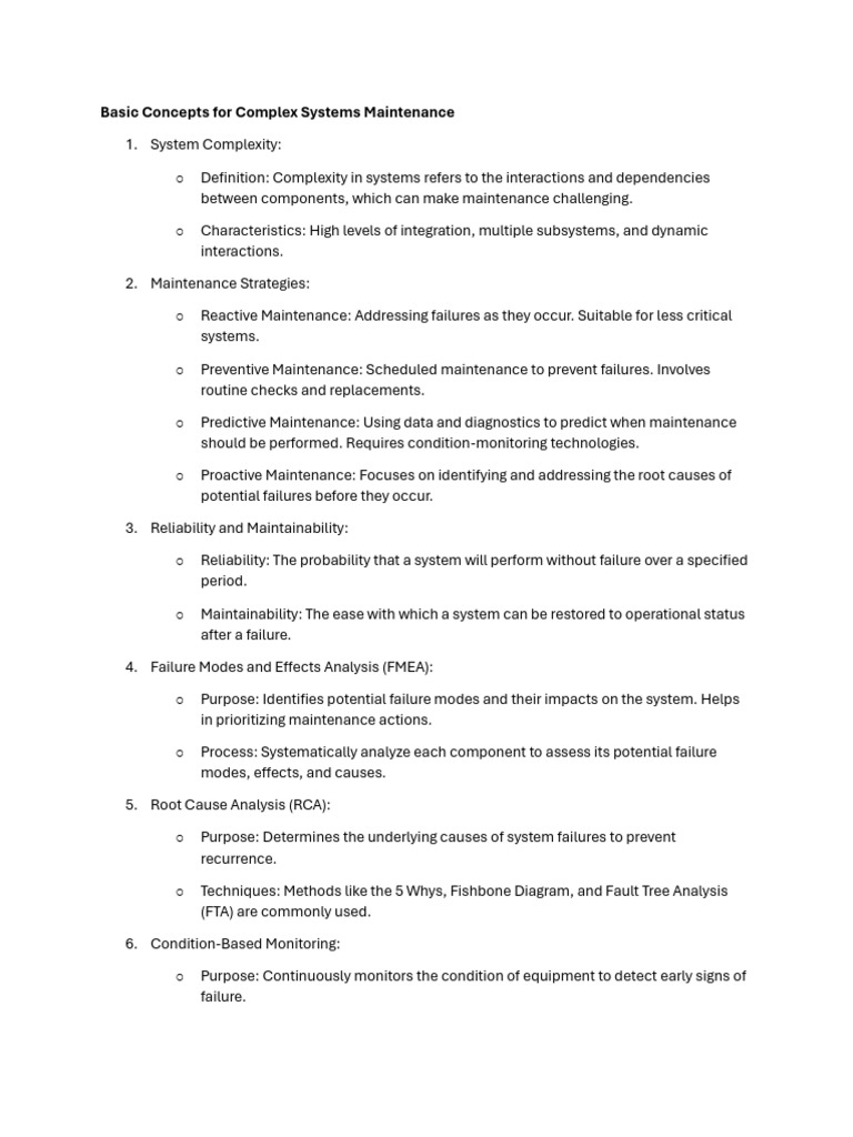 Basic Concepts For Complex Systems Maintenance | PDF