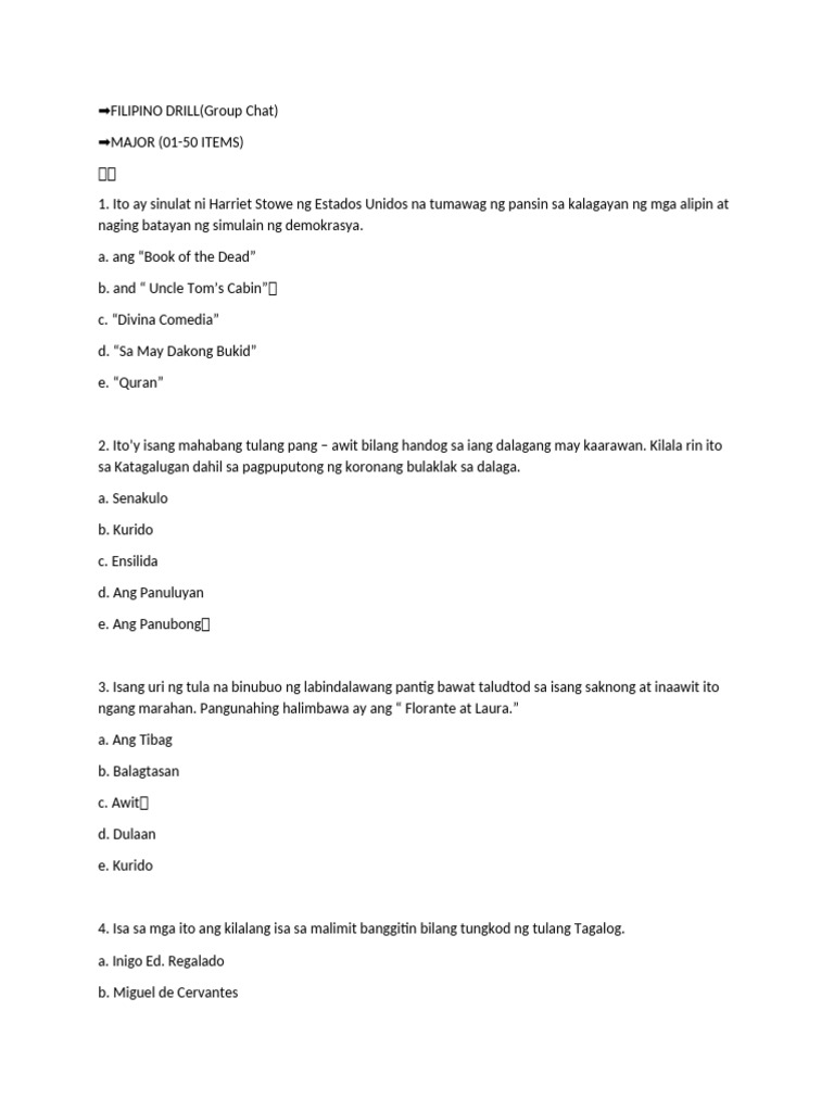 Filipino Drill 50 Items | PDF