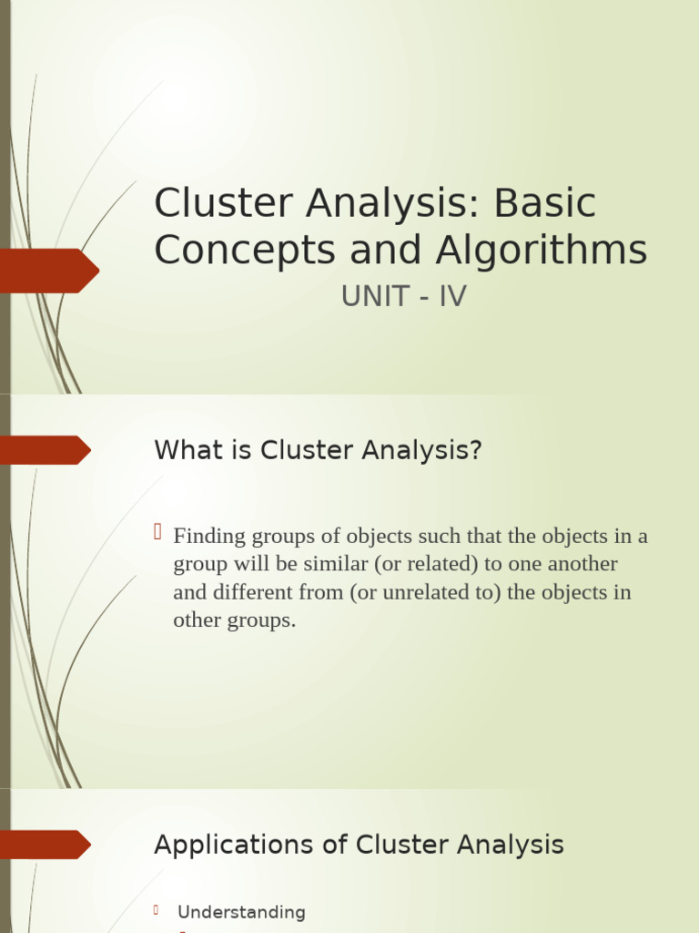 Unit - IV Cluster Analysis | PDF
