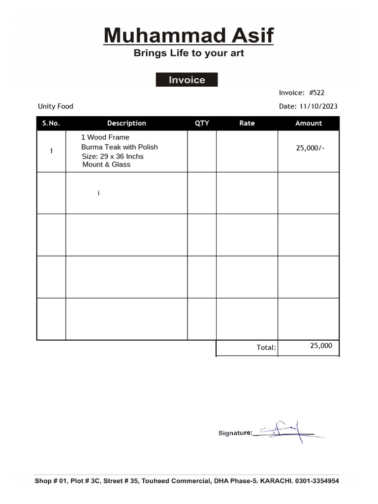 Unity Food - Invoice 2 | PDF