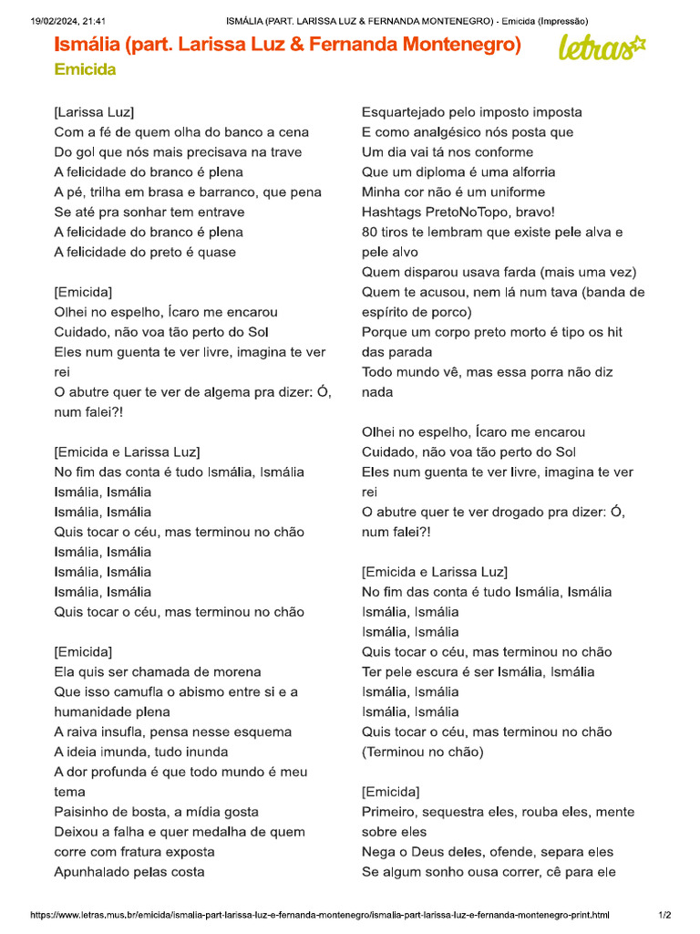 ISMÁLIA Emicida | PDF