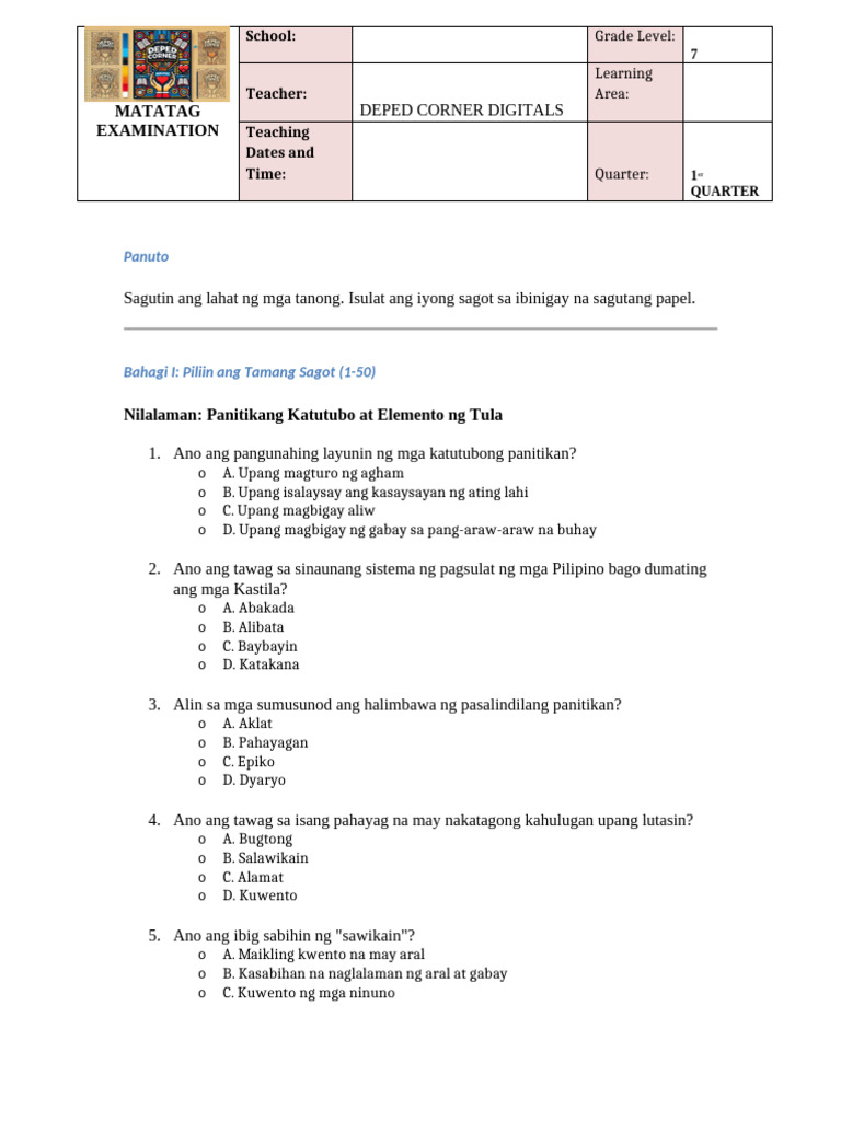 Filipino- Deped Corner Digitals | PDF