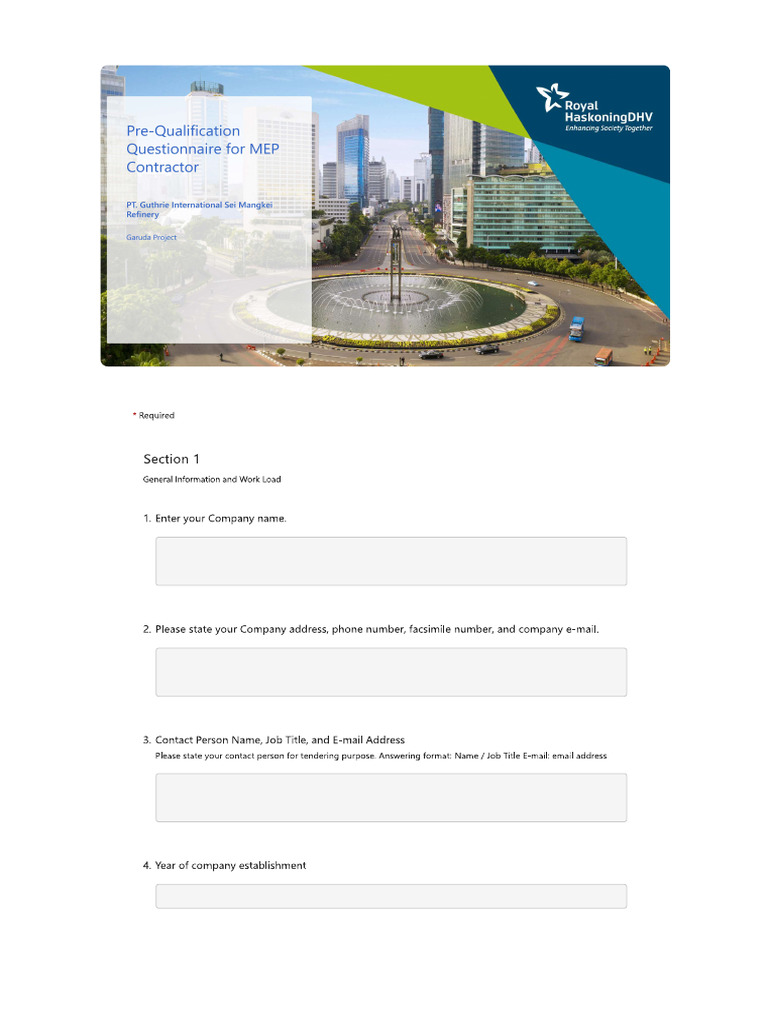 PQ Questionnaire For MEP Contractor | PDF
