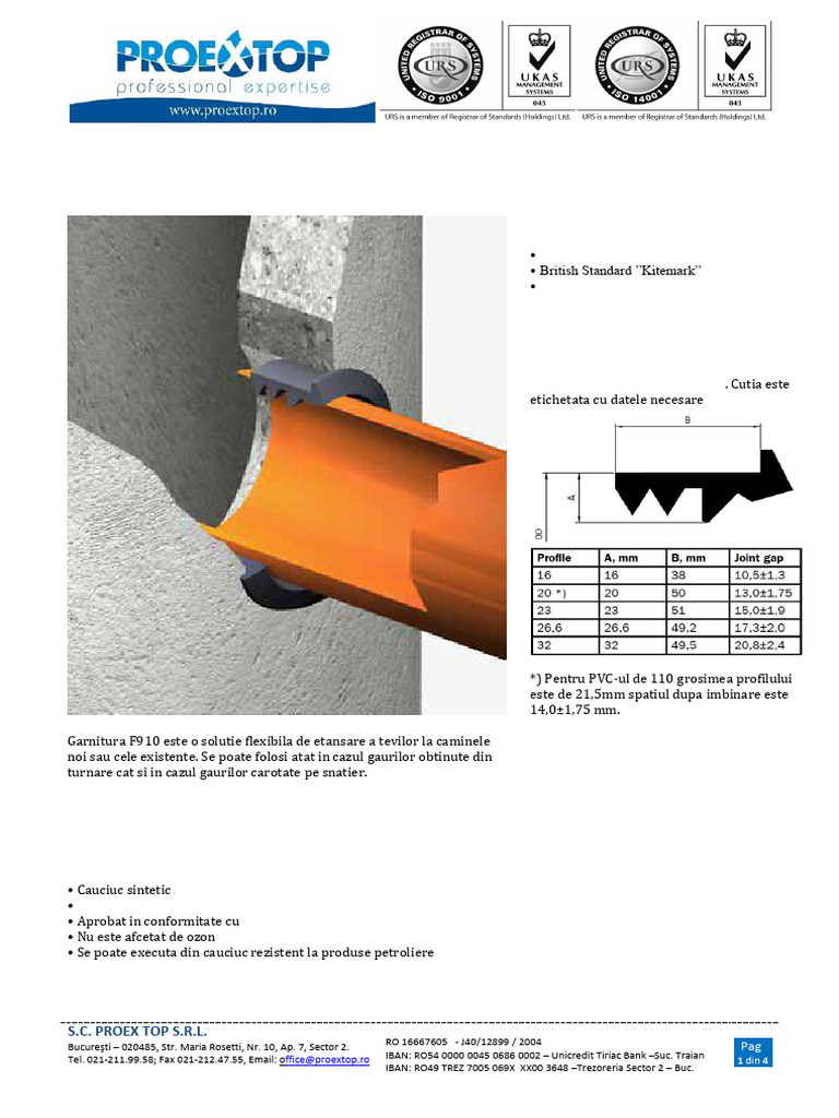 F 910 RO Fisa de Date Tabel Dimensional Si Indicatii Montaj | PDF