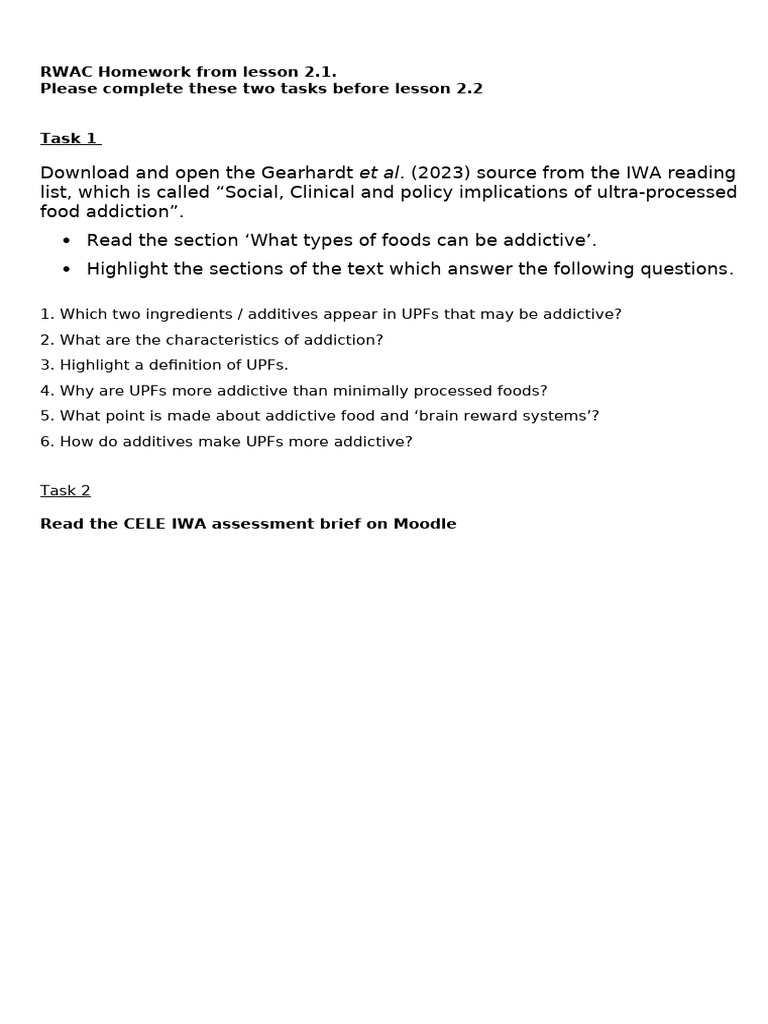 Lesson 2.1 Homework Questions | PDF