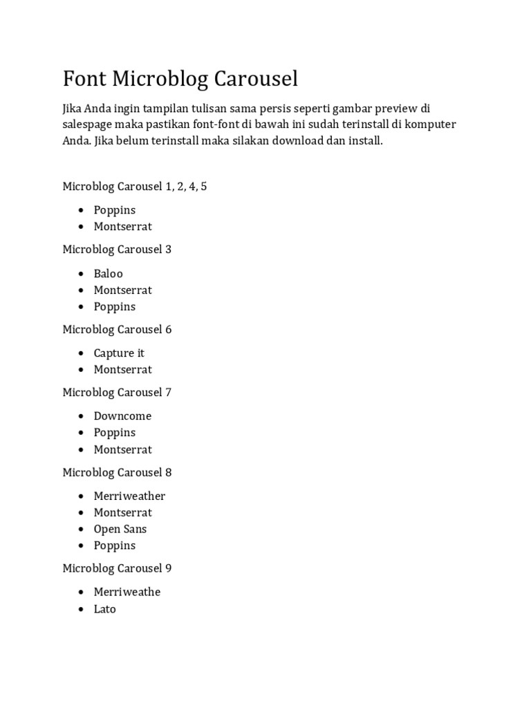 Font Microblog Carousel | PDF