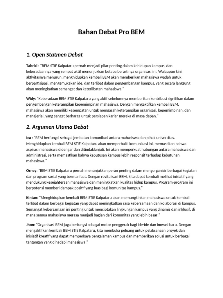 Bahan Debat Team Pro | PDF