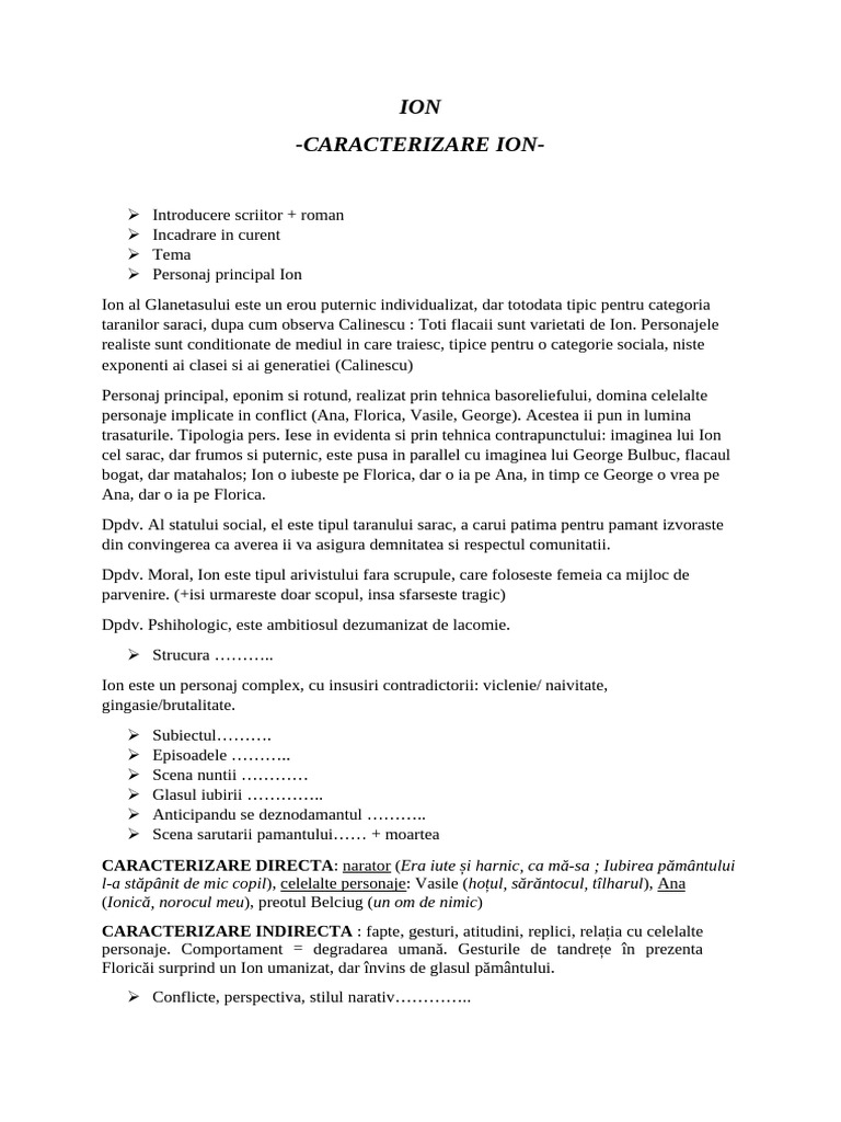 Caracterizare Ion | PDF