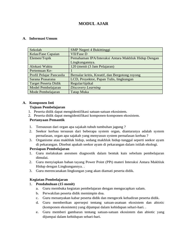 Modul IPA Interaksi Makhluk Hidup Dengan Lingkungannya | PDF