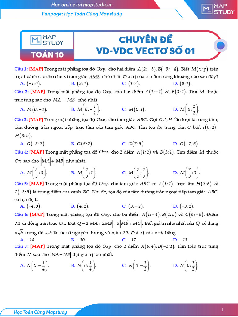 9. VDC - Vecto trong mp tọa độ | PDF