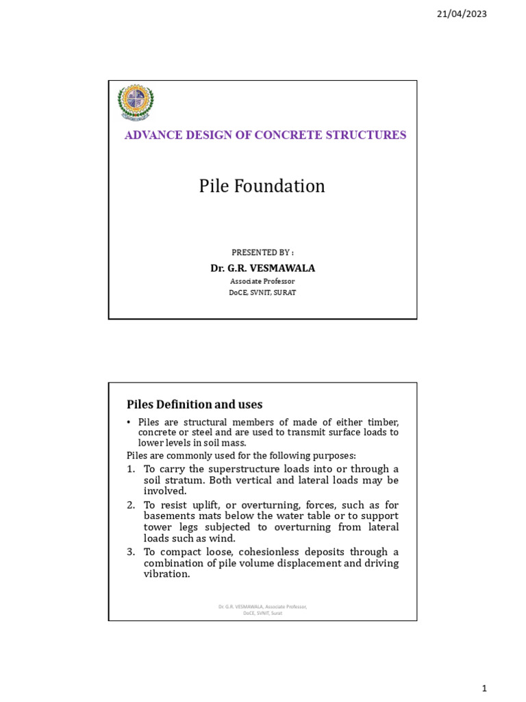 6.0 Pile Foundation - Slides Notes | PDF | Deep Foundation | Foundation ...