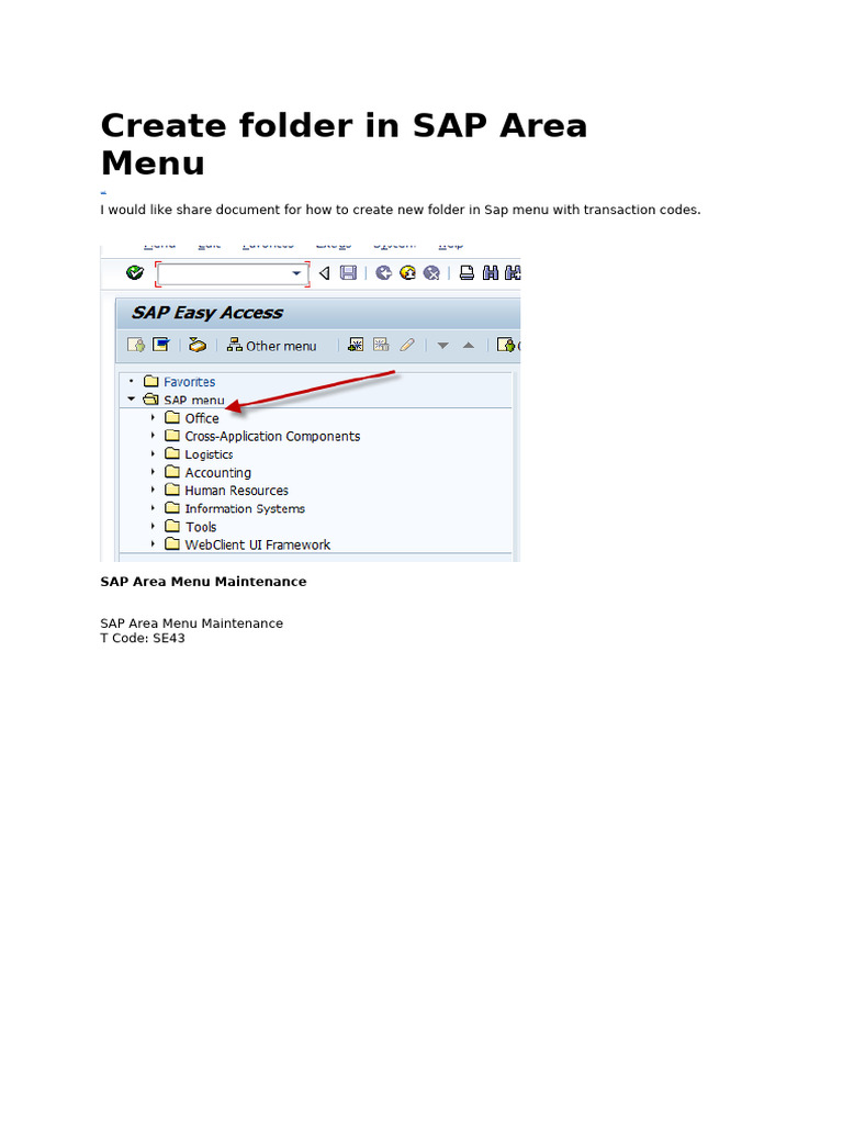 SAP ABAP SE43 Area Menu | PDF