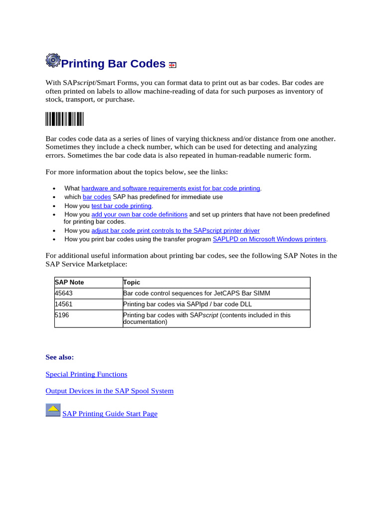 SAPscript SmartForms Printing Bar Codes | PDF SAPscript SmartForms Printing Bar Codes | PDF
