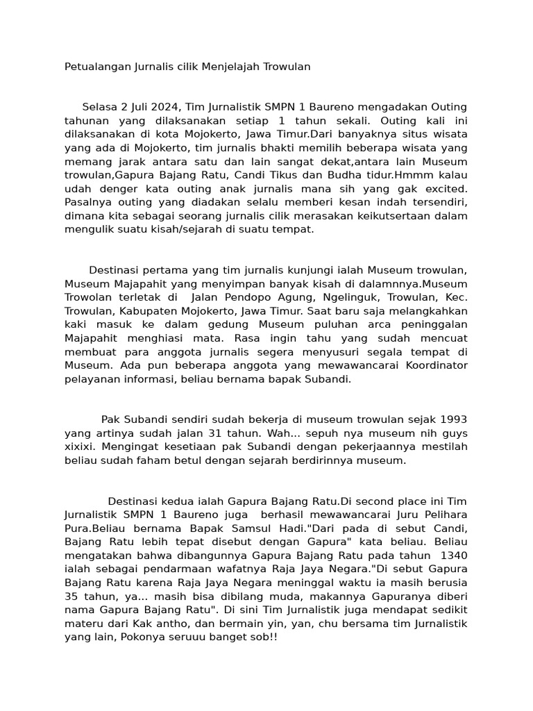 Outing Jurnalis | PDF