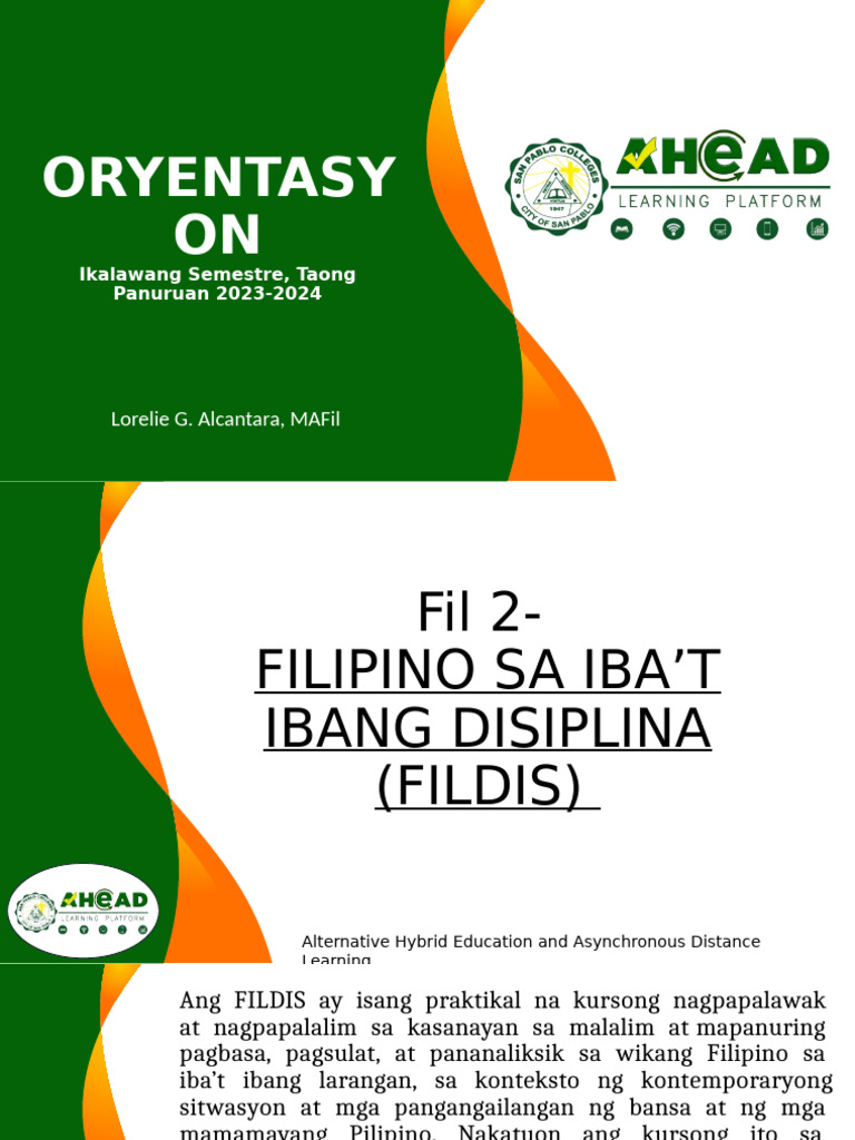 Oryentasyon FILDIS | PDF