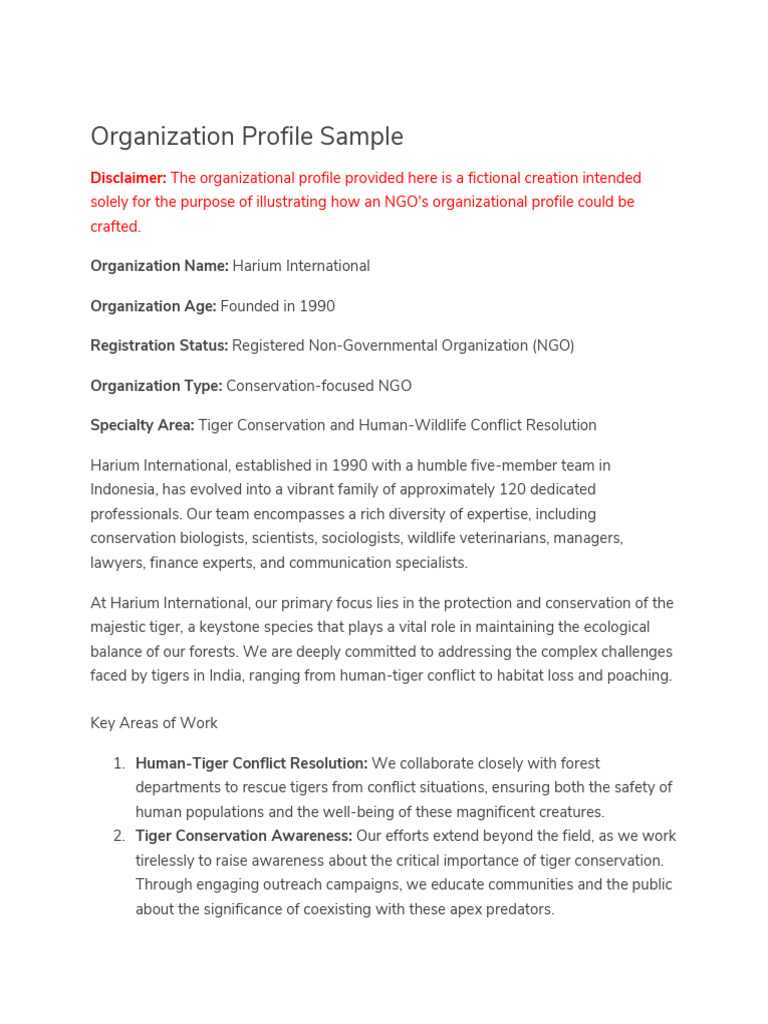 NGO Organization Profile Sample | PDF