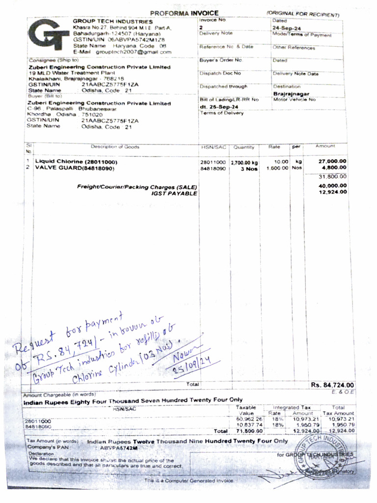 PI Group Tech Chlorine Refilling | PDF