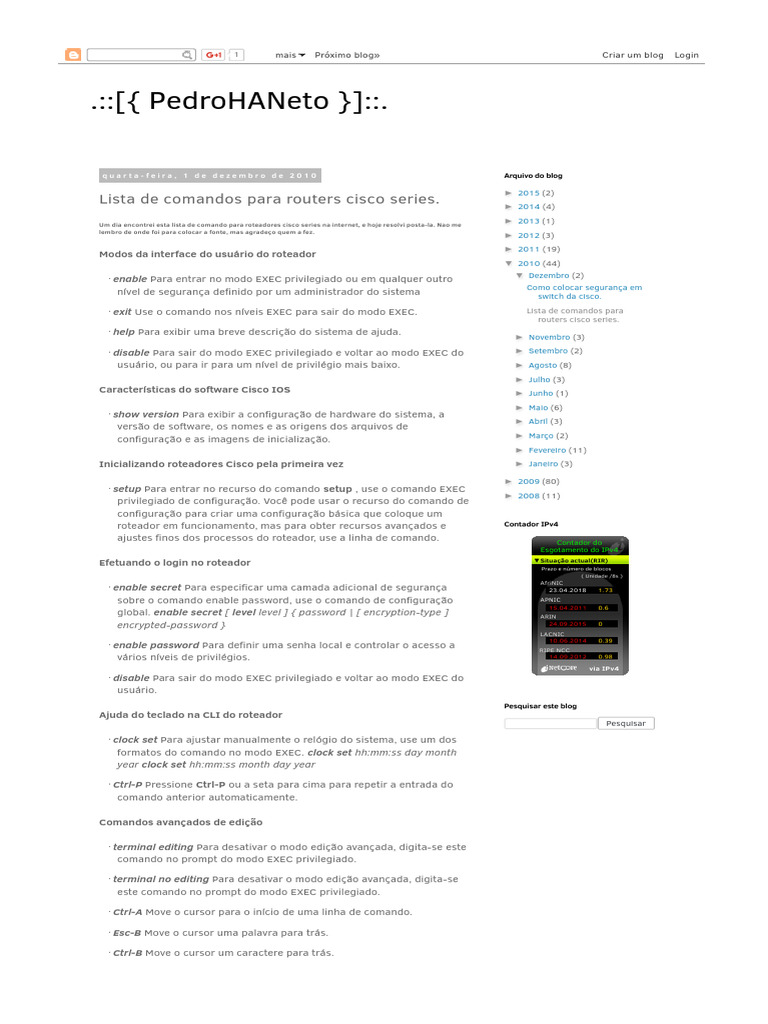 Cisco - Lista-De-Comandos-Para-Routers | PDF