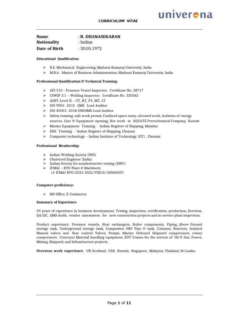 Dhanasekaran Resume | PDF