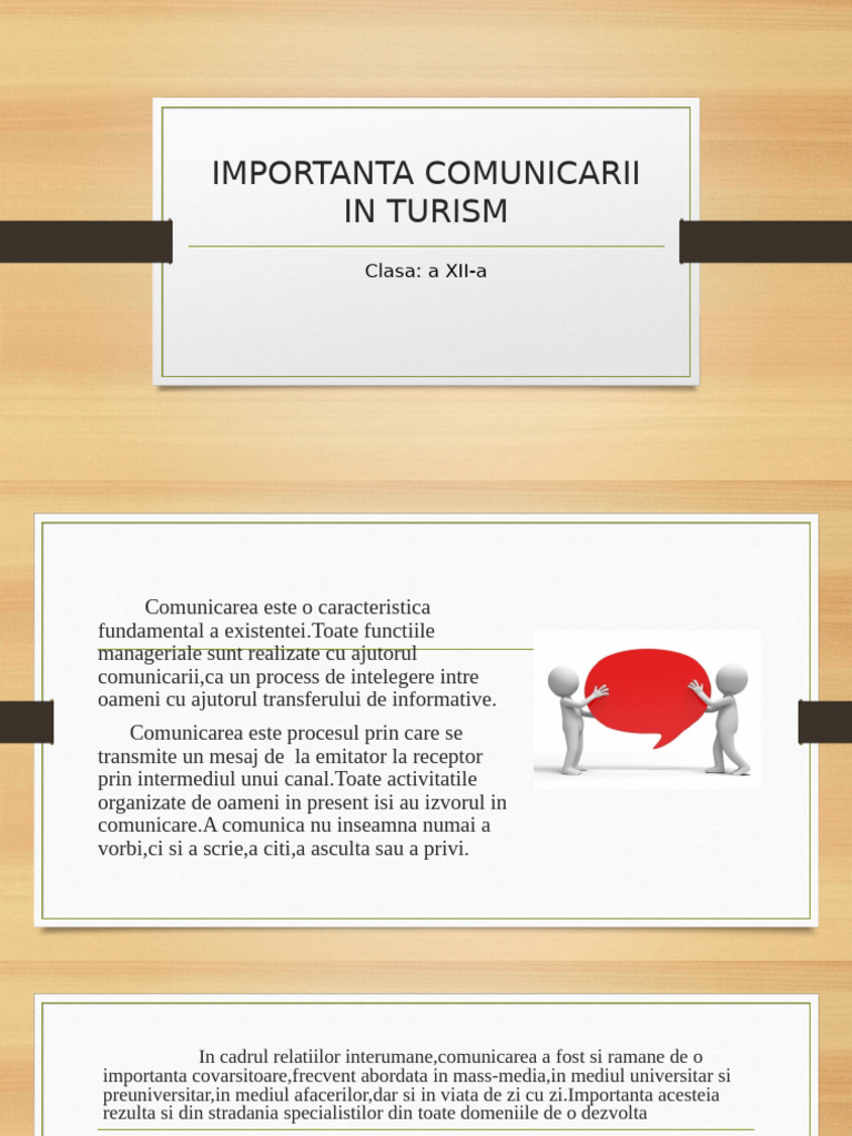 Importanta Comunicarii in Turism | PDF