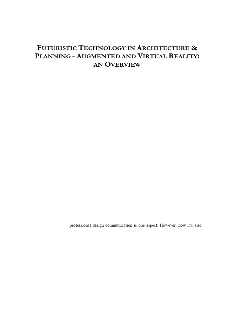 Futuristic Technology in Architecture & Planning - Augmented and ...